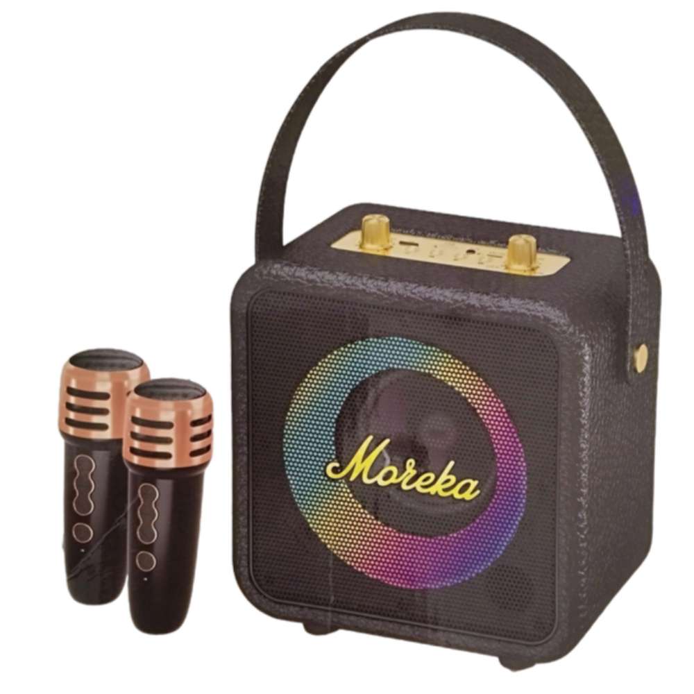 Bocina Karaoke Bluetooth FM dual microfonos RGB Moreka 392+ – Moreka Shop