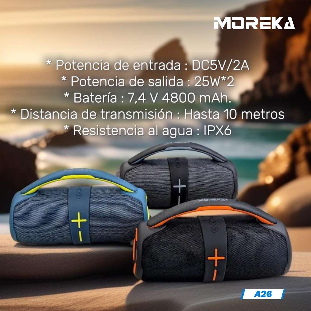 Bocina Moreka+ A26 50W 4800mAh Bluetooth, TF Card, Radio FM, USB Contr ...