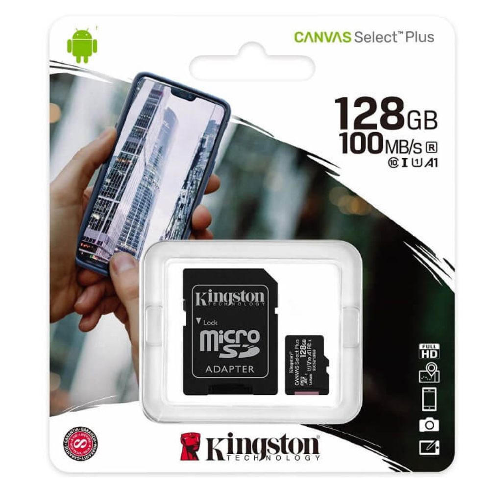 Memoria MicroSD Kingston 128GB Canvas Select Plus Incluye Adaptador SD ...