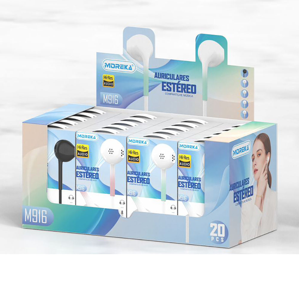 Pack of 20 Moreka M-916 Hands-Free Wired Headphones – Moreka Shop